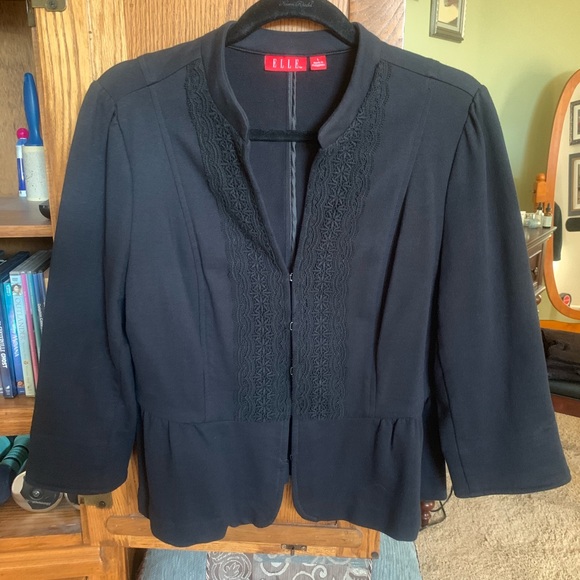 Elle | Jackets & Coats | Elle Black Fitted Jacket With Lapel Design ...